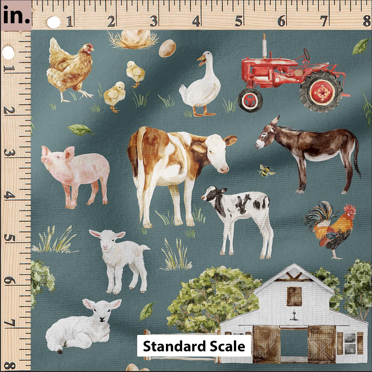 Farm Fabric, Barnyard Animals, Cow, Pig, Chickens, Children's Fabric ...