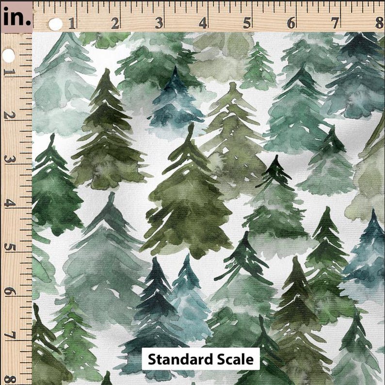 Watercolor Forest Trees Fabric, Woodland Gender Neutral Nursery, Nature ...