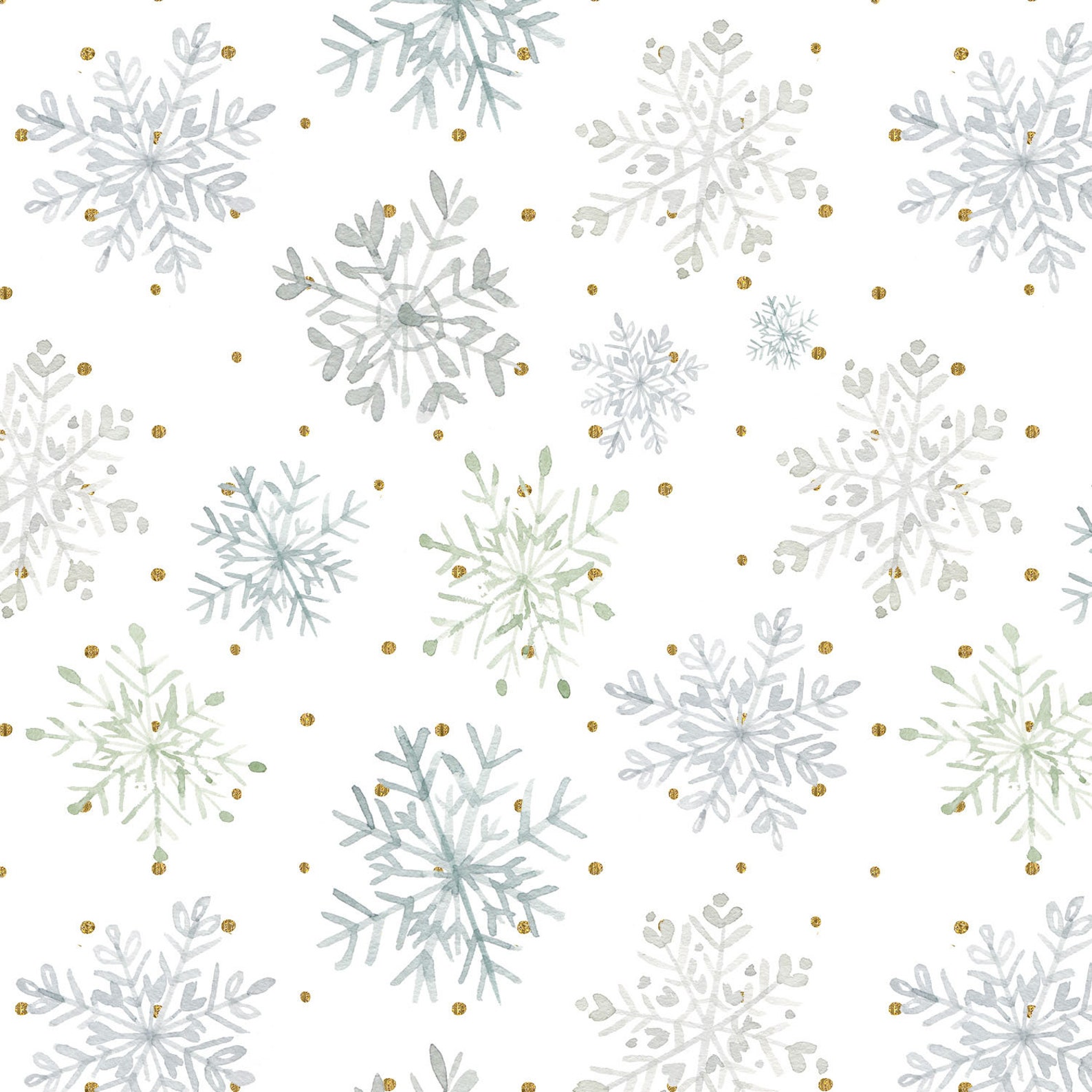 Winter Snowflakes Fabric, Christmas Fabric, Watercolor Snowflake, Xmas ...