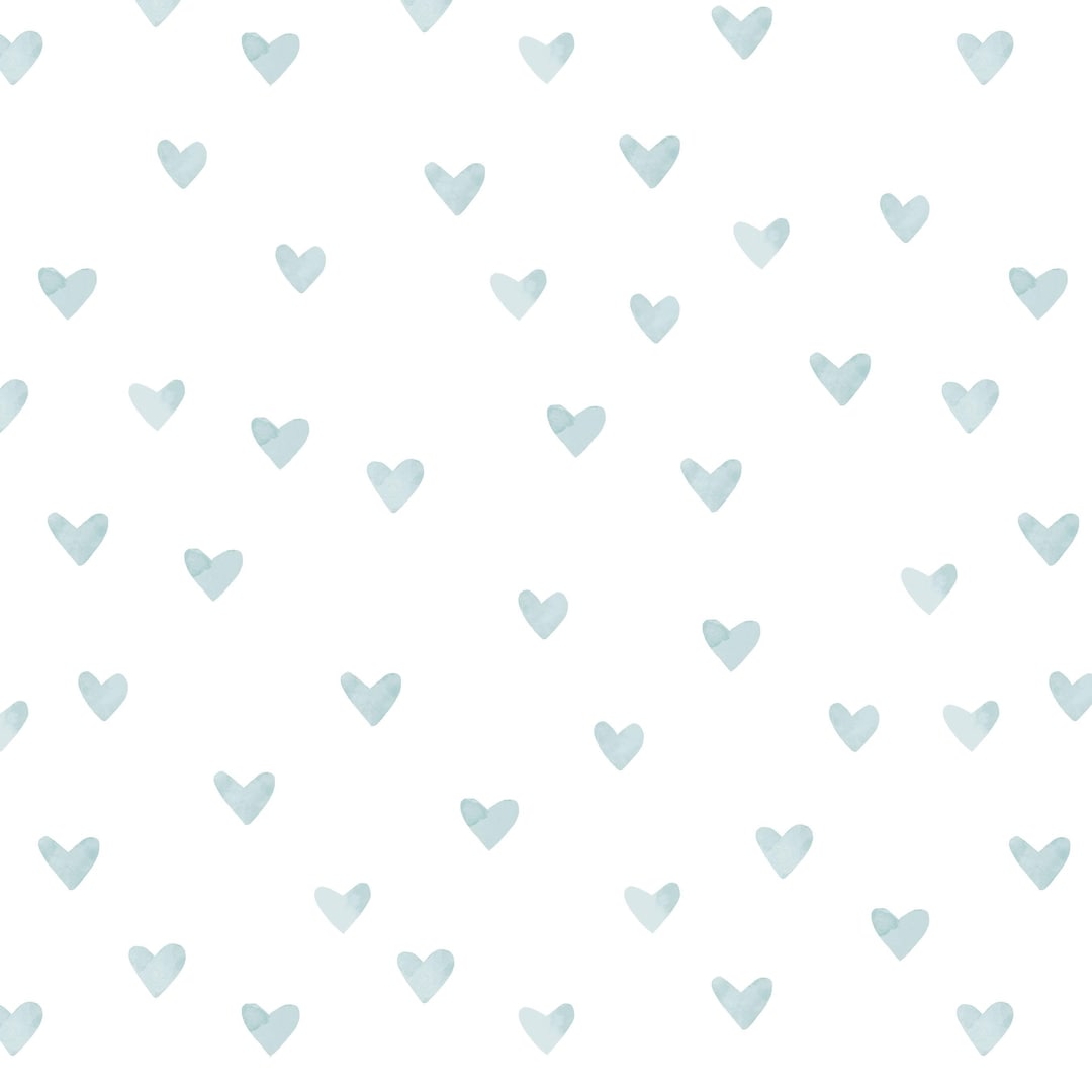 Light Blue Hearts Fabric by the Yard, Dainty Watercolor Heart, Love ...
