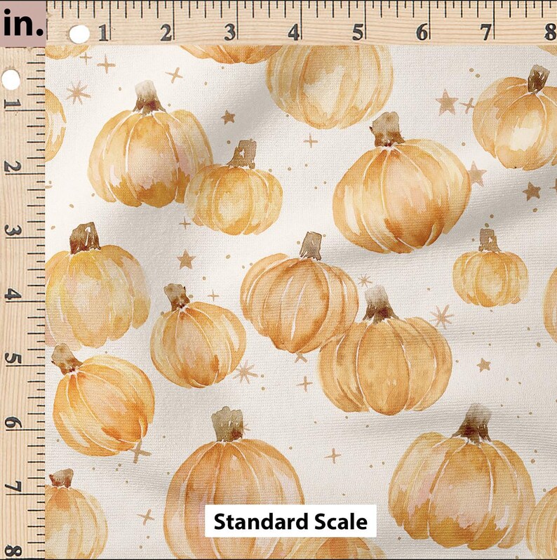 Pumpkin and Stars Fabric, Halloween Pumpkins, Fall, Cotton Fabric by ...