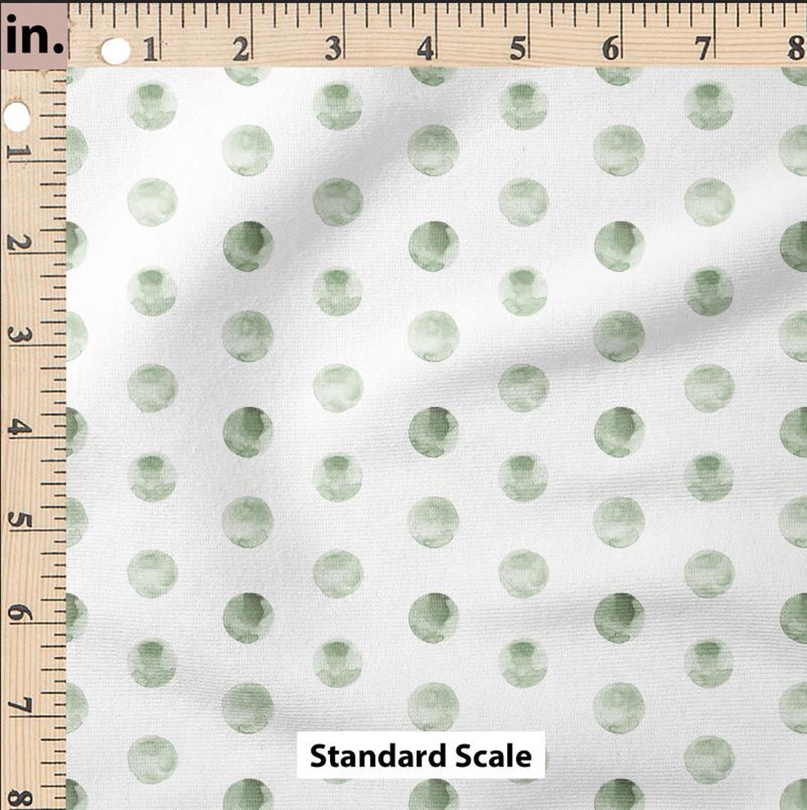 Sage Green Polka Dots Fabric, Watercolor Dots, Modern, Minimalist ...