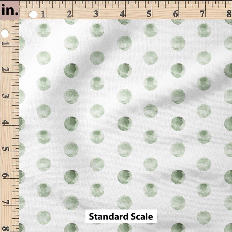 Sage Green Polka Dots Fabric, Watercolor Dots, Modern, Minimalist ...