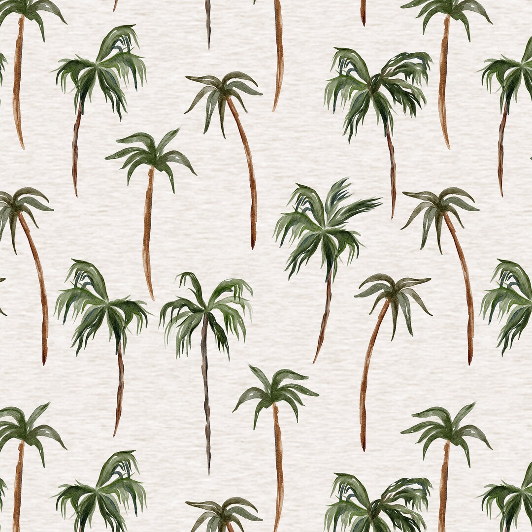 Palm Tree Fabric by the Yard, Watercolor Palm Trees, Summer, Beach ...