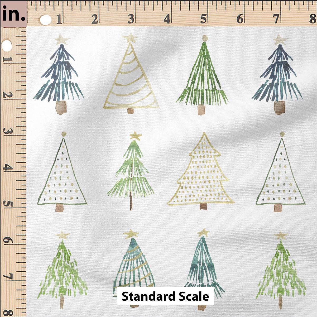 Evergreen Christmas Trees Fabric, Winter Woodland, Festive, Quilt ...