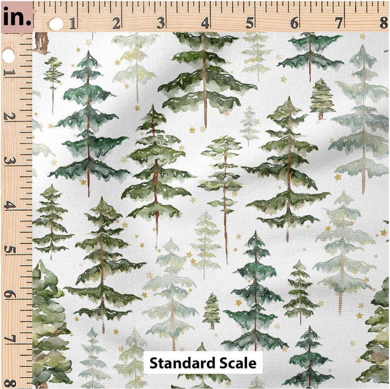 Forest Trees Fabric, Gender Neutral Woodland Nursery, Night Sky Stars ...