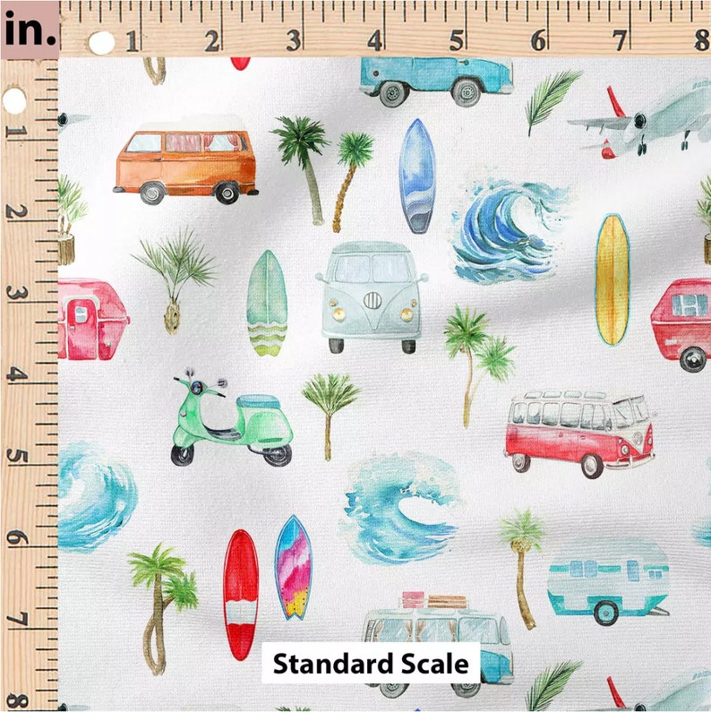 Vintage Ocean Beach Fabric by the Yard in Kona Cotton for Quilting and ...