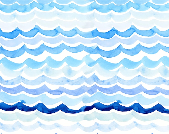 Scales Fabric - Osaka Waves Ocean by Foxlark - Modern Home Decor Art ...