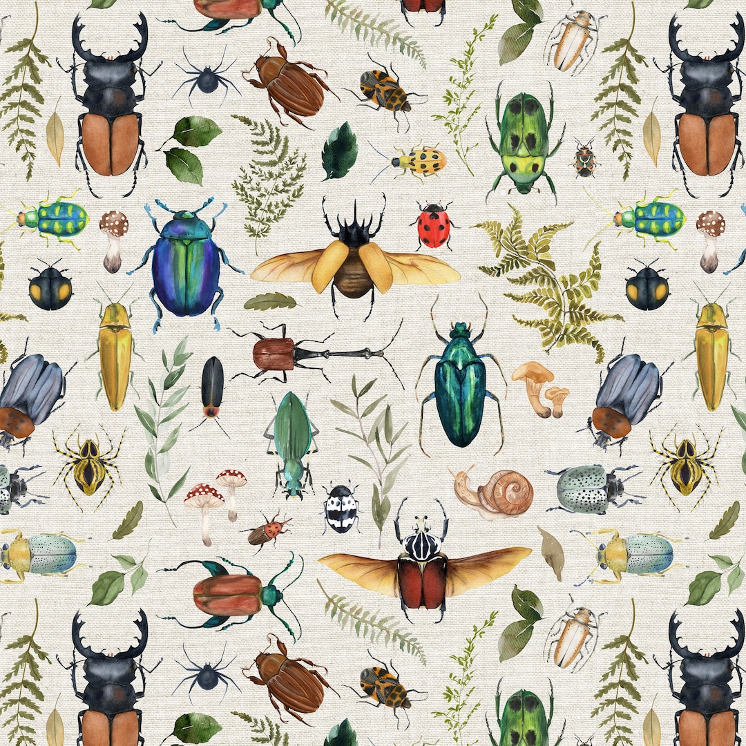 Bug Fabric, Forest Bugs and Insects, Boy, Cotton Fabric by the Yard - Etsy