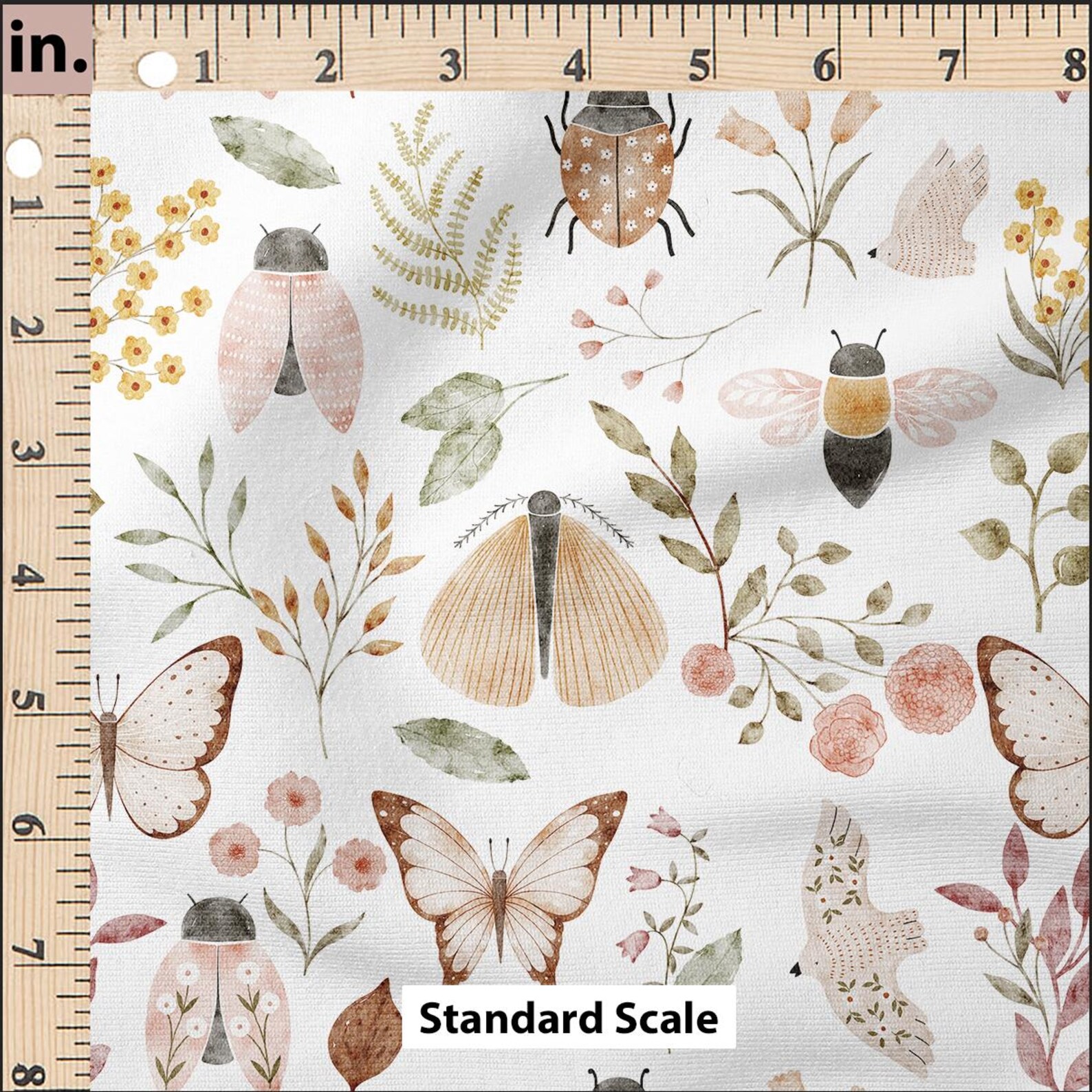 Butterfly and Insect Fabric, Wallflower Wings, Girl Nursery, Botanical ...