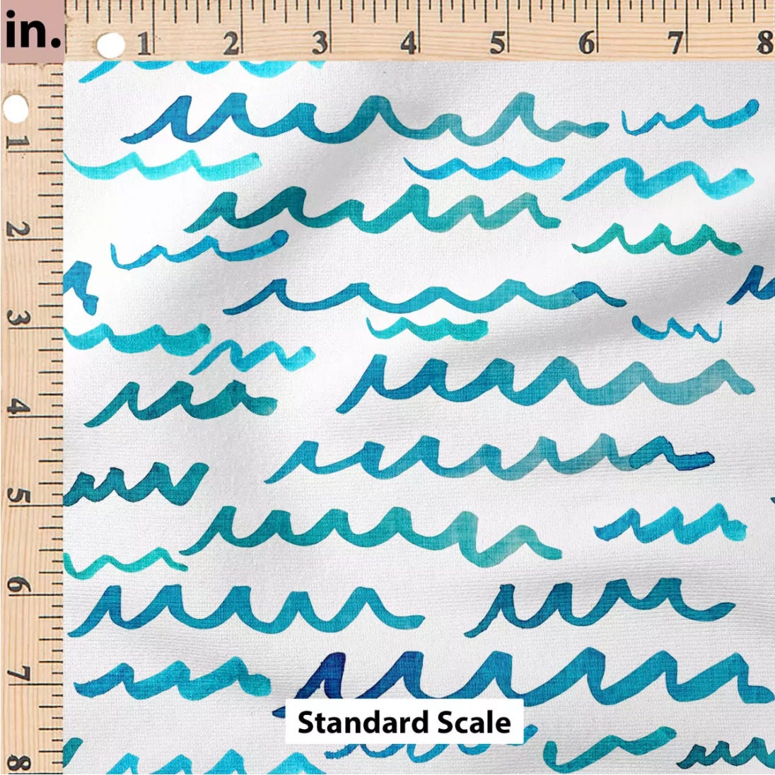 Beach Waves Fabric, Nautical, Ocean Sea, Watercolor, Cotton Fabric by ...