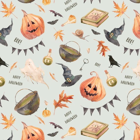 Spooky Cute Halloween Fabric by the Yard Available in - Etsy