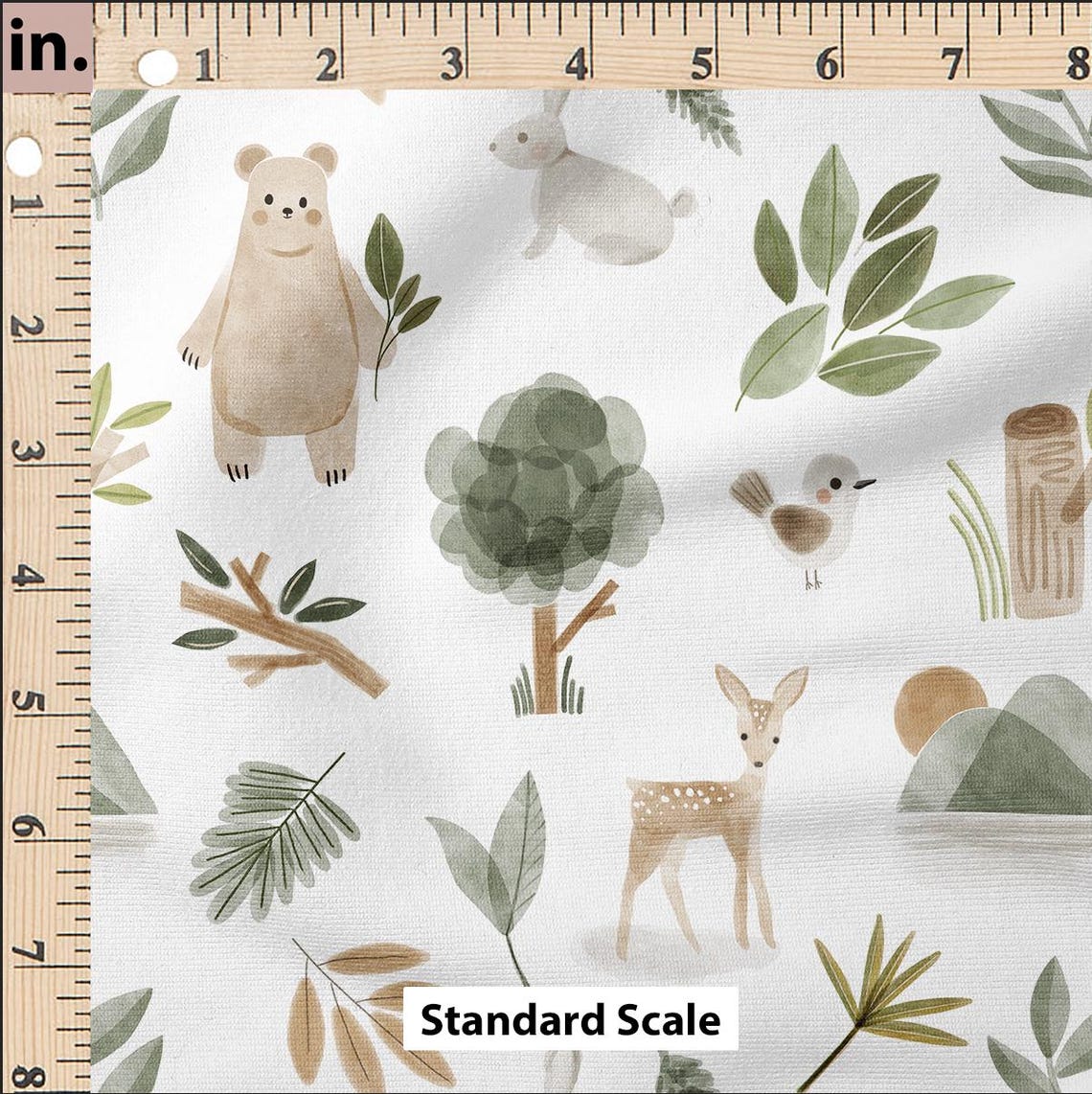 Gender Neutral Woodland Fabric, Forest Animals, Mountains, Nature ...