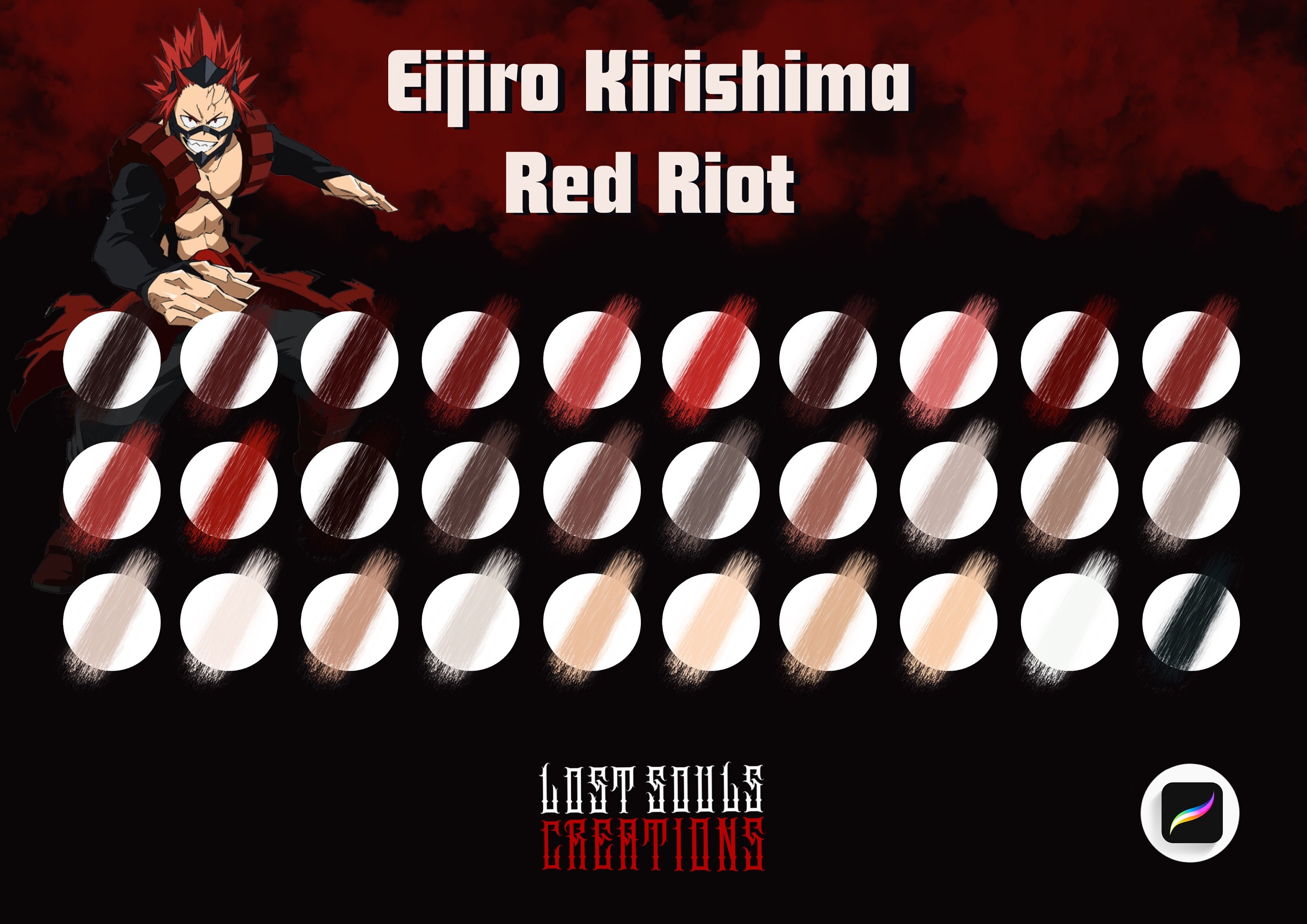Eijiro Kirishima / Red Riot Digital Palette Procreate Anime | Etsy