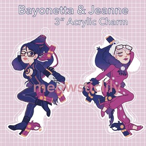 Bayonetta Jeanne Keychain Double Sided Holographic - Etsy
