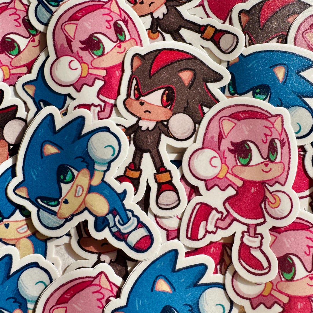 Sonic Stickers | Sonic Amy Shadow | Fan Made 3” Inch Vinyl Waterproof ...