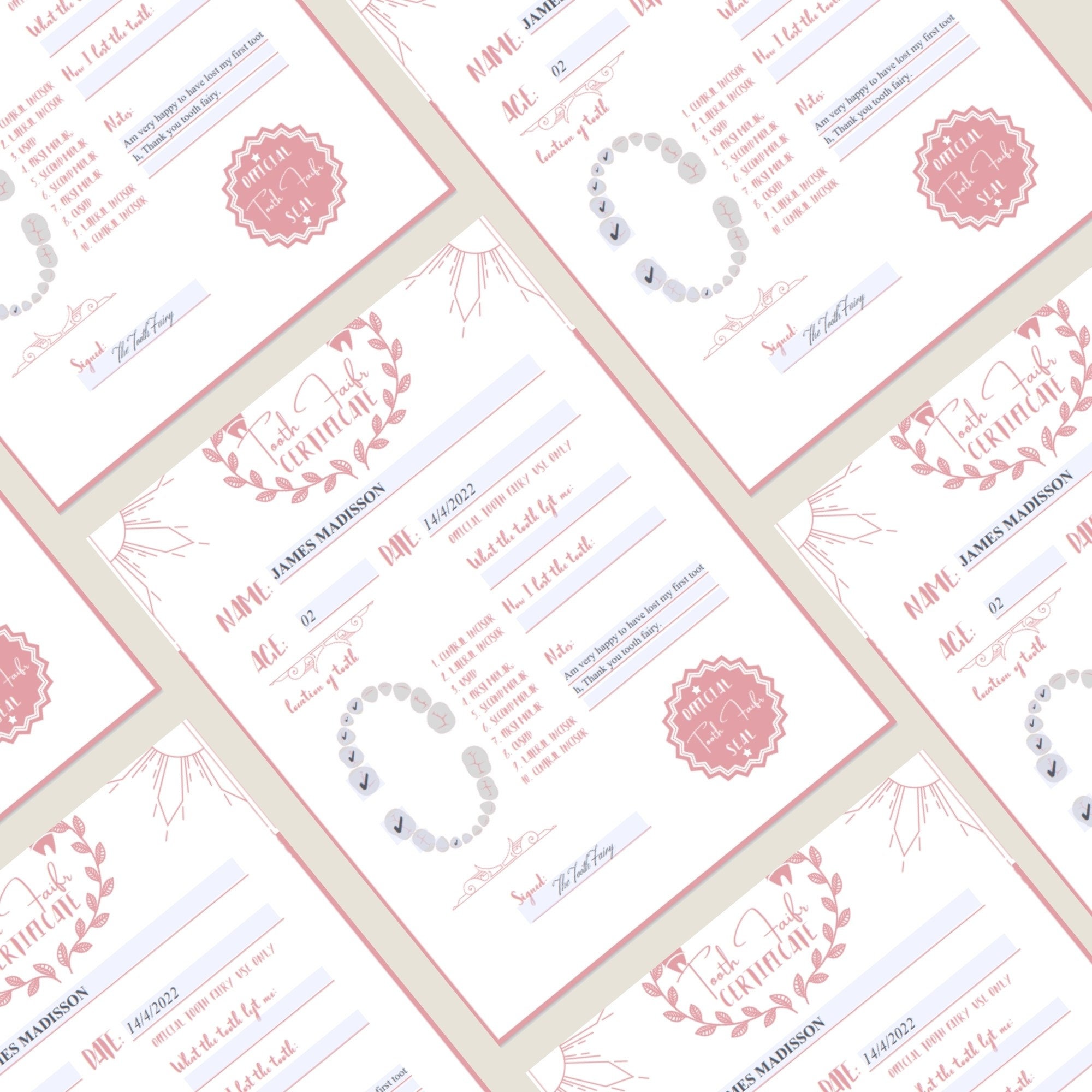 Fillable Real Tooth Fairy Certificate | First Tooth | Beautiful Tooth ...