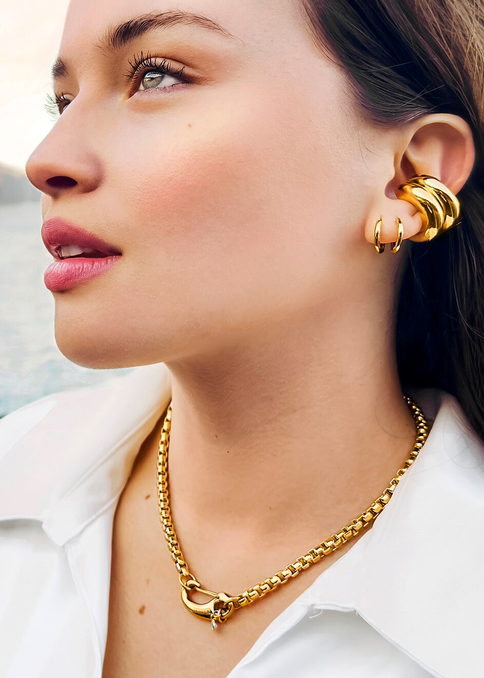 18K Gold Filled Box Chain Necklace With Cubic Zirconia Charm - Etsy