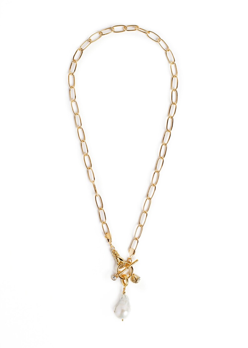 Costa Necklace , 18K Gold Filled Chain , Baroque Pearl Necklace , Gold ...