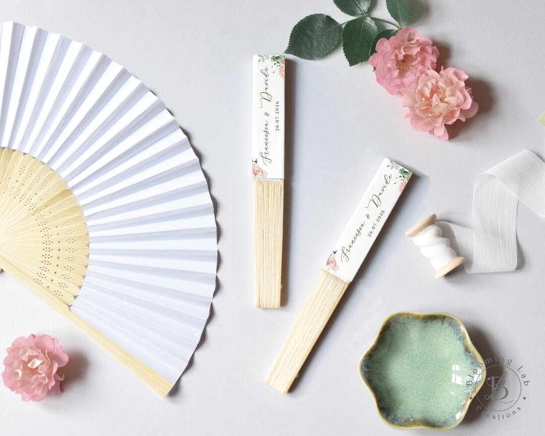 Personalized Folding Fans | Rose Set | Bloominglab | Wedding Fans - Etsy