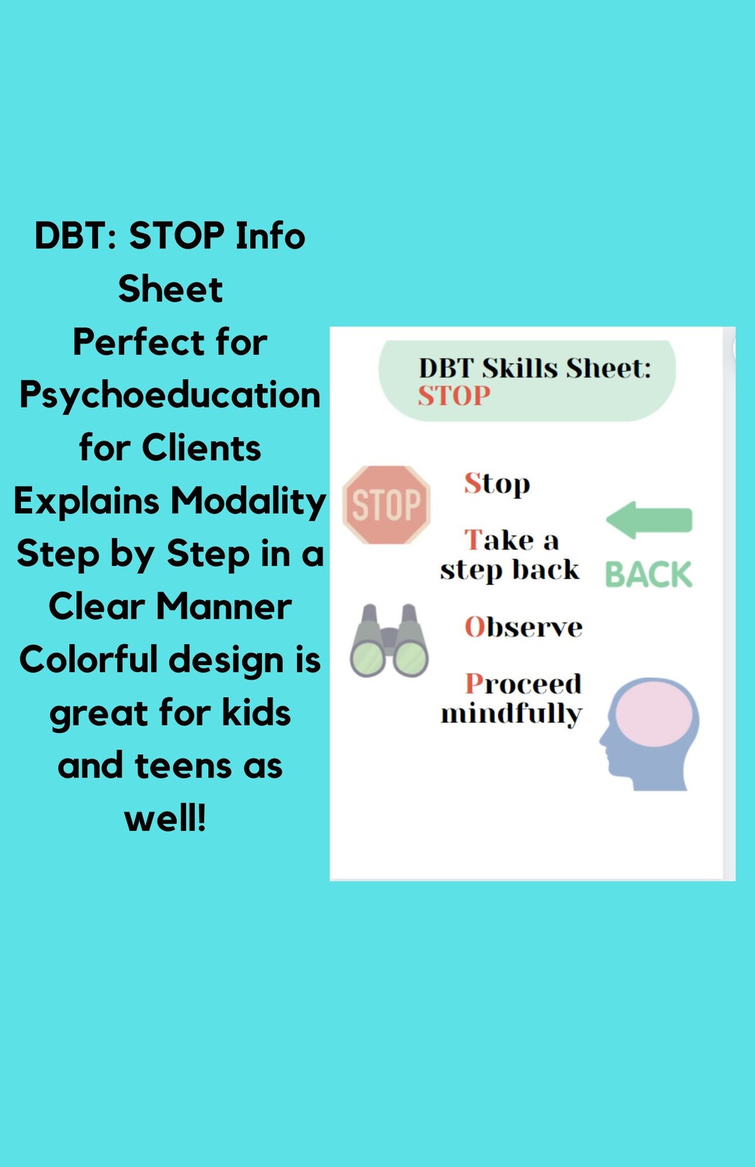 DBT STOP Skill Handout - Etsy