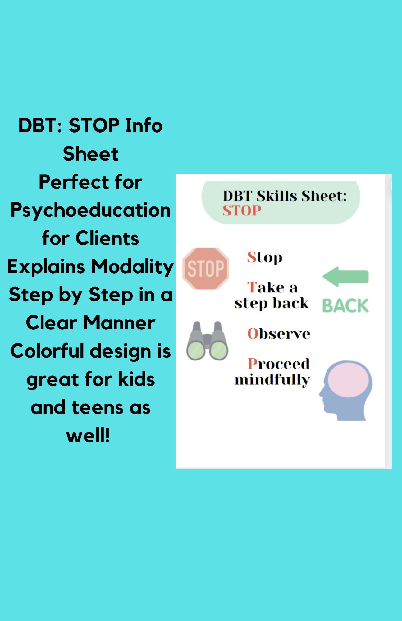 DBT STOP Skill Handout - Etsy