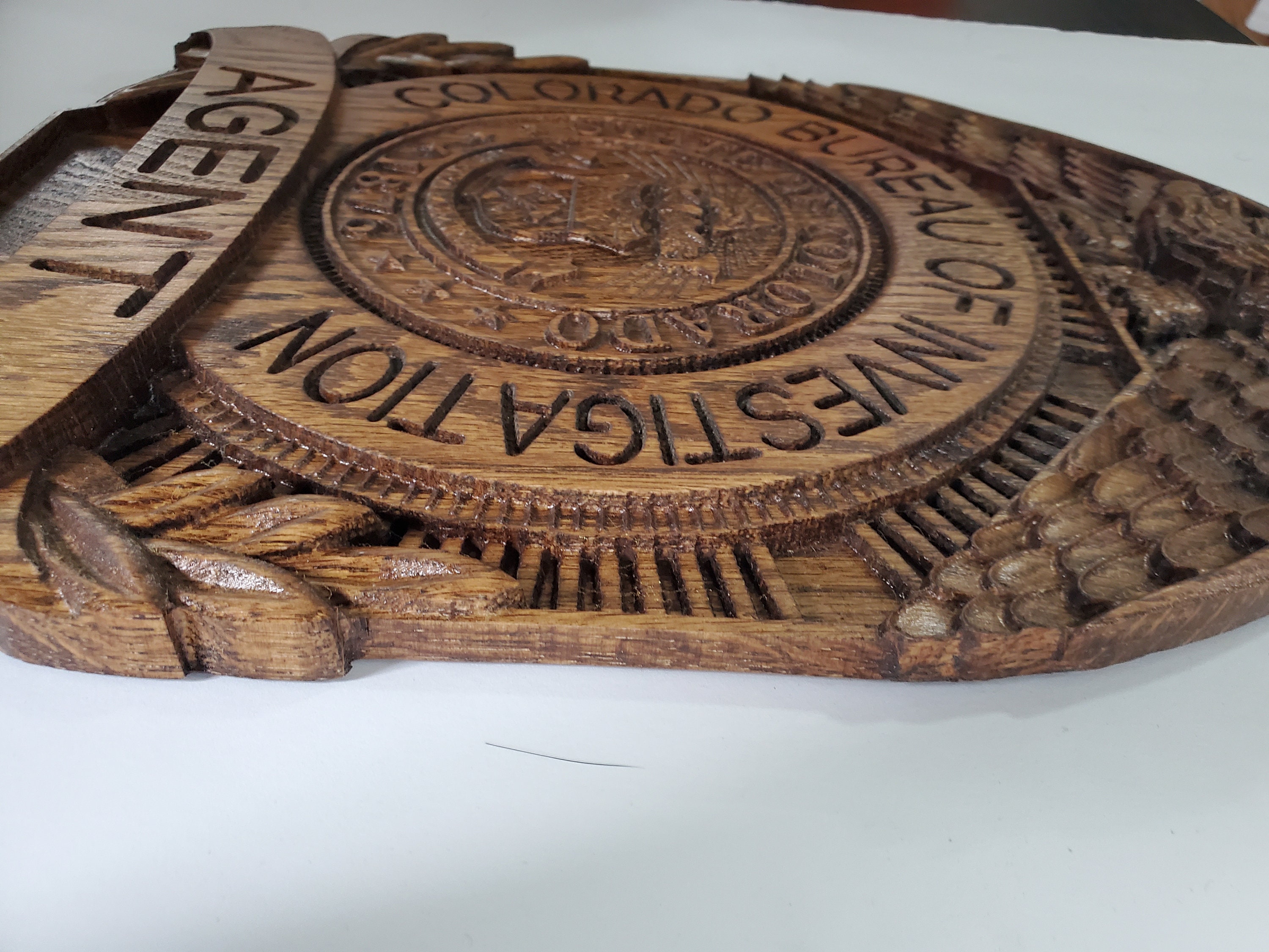 Handmade Wood Colorado Bureau of Investigation CBI Agent Badge red Oak ...