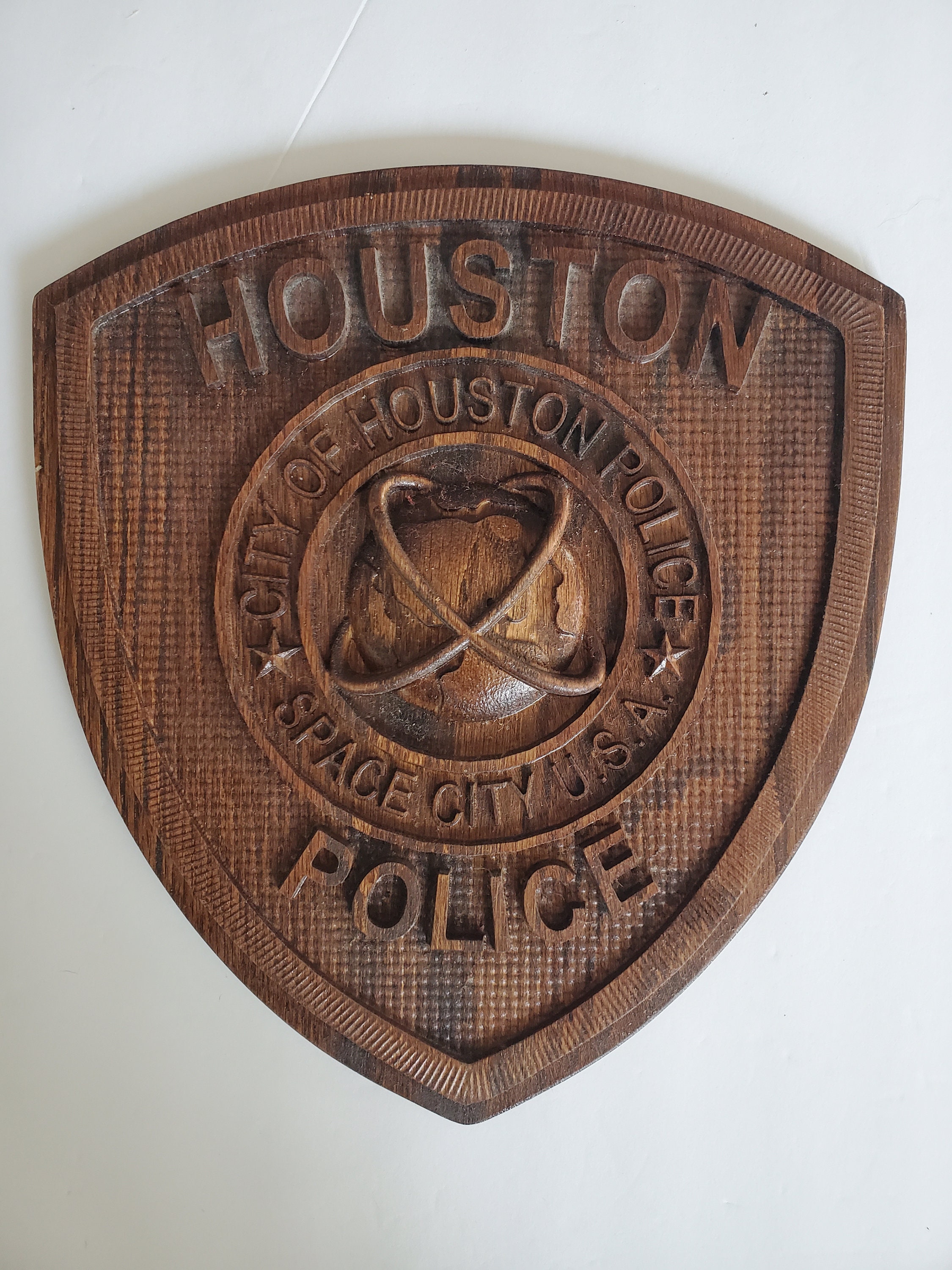 Handmade Wood Houston Police Patch (honey Stain) - Etsy