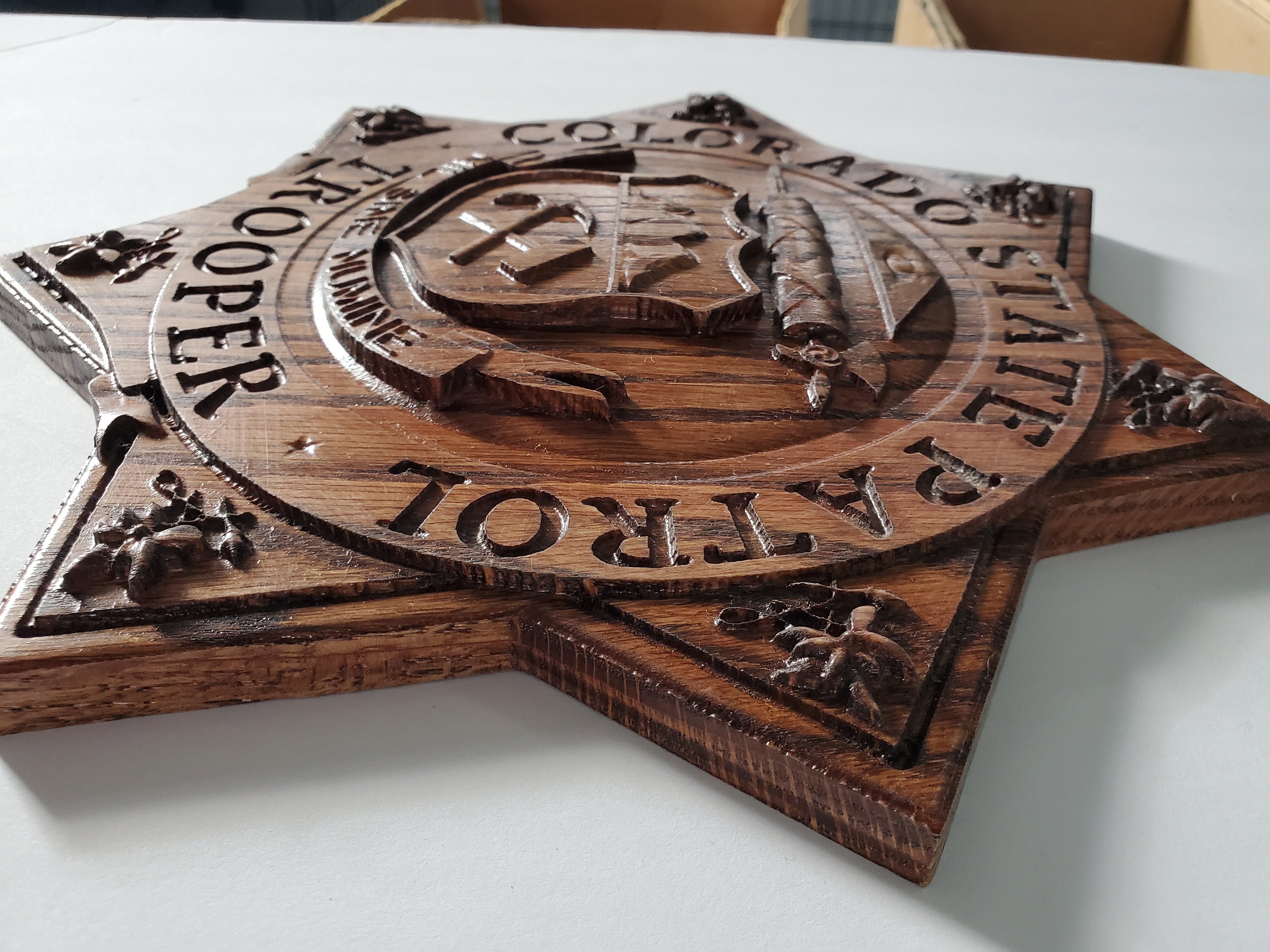 Handmade Wood Colorado State Patrol Trooper Badge provincial Stain - Etsy