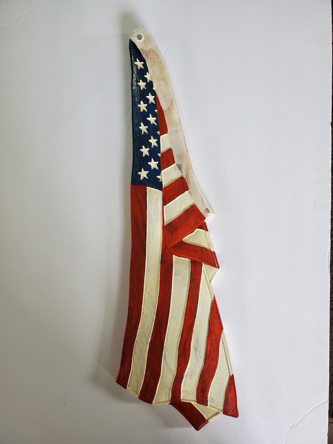 Handmade Wood Draped Colorized Flag red, White & Blue Stain - Etsy