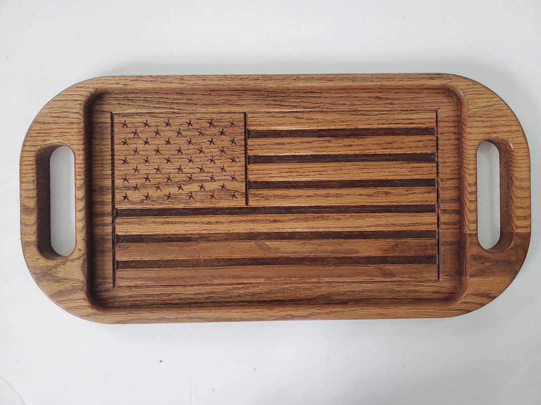 Handmade Wood US Flag Serving Tray special Walnut Stain - Etsy