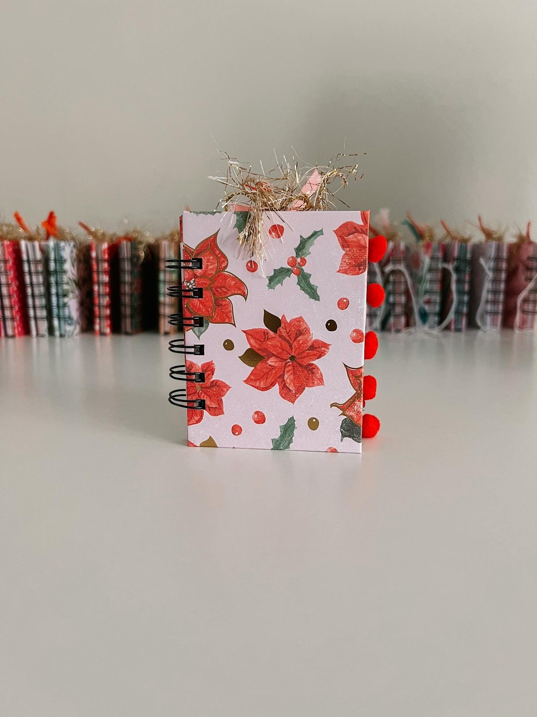 Classic Pink Christmas Junk Journal, 3x4 Mini Spiral Notebook, Journal ...