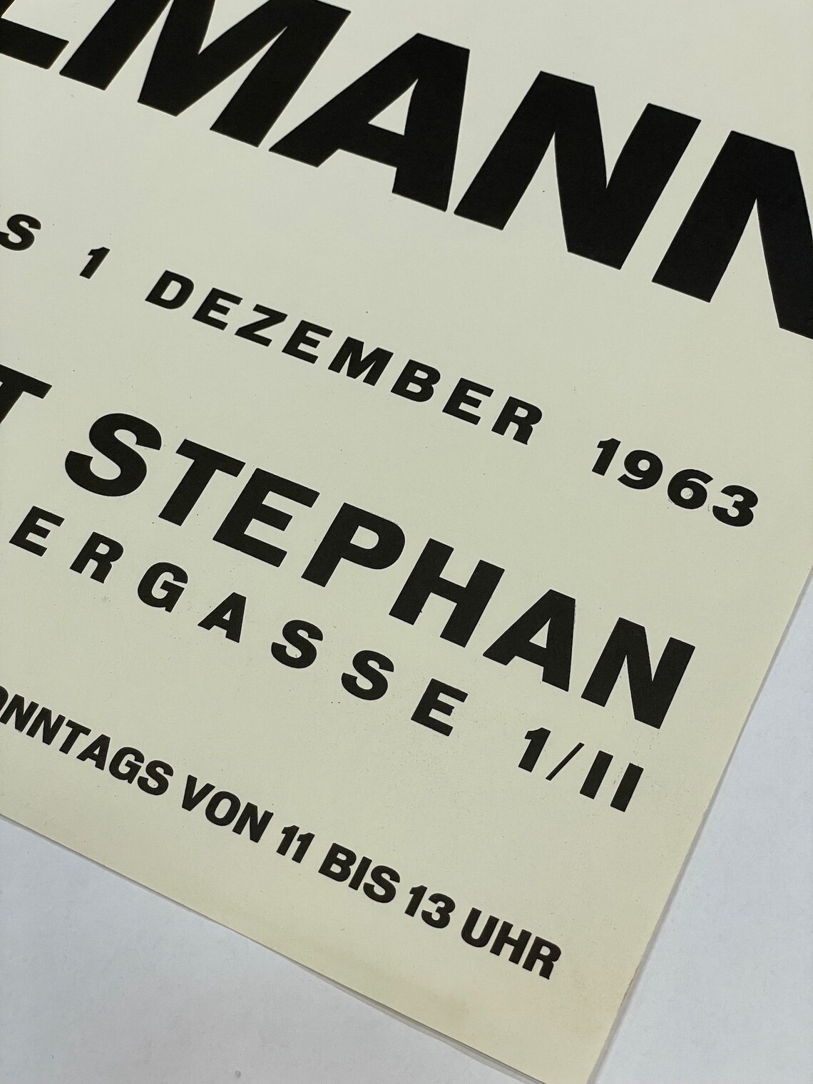 Original Black and White Poster, Hans Uhlmann, Galerie St. Stephan ...