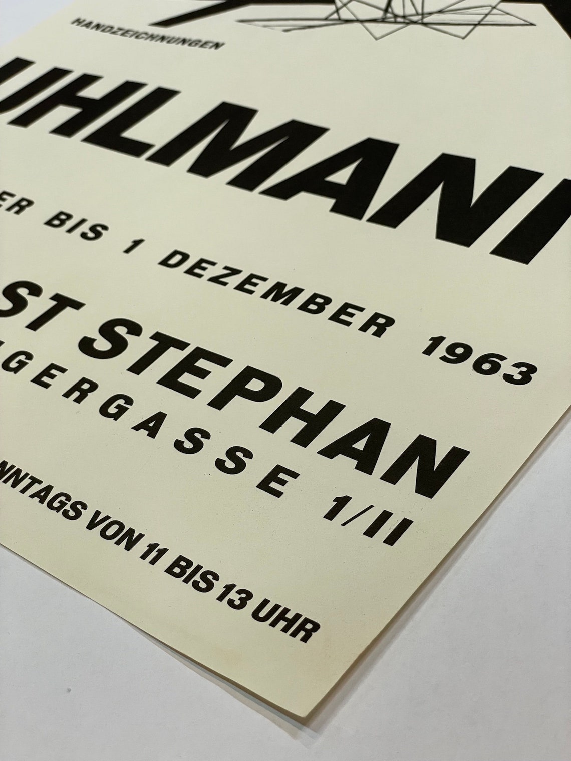Original Black and White Poster, Hans Uhlmann, Galerie St. Stephan ...