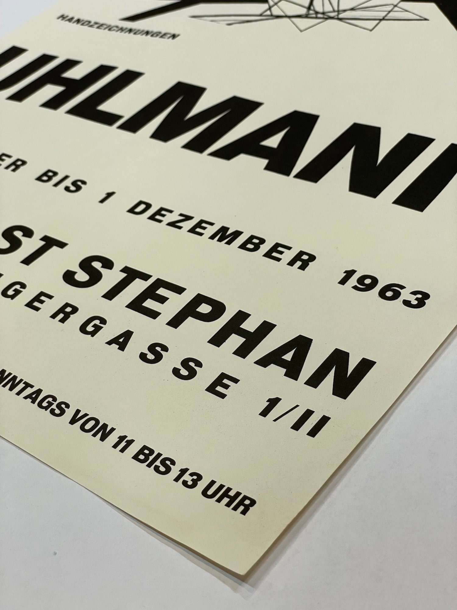 Original Black and White Poster, Hans Uhlmann, Galerie St. Stephan ...