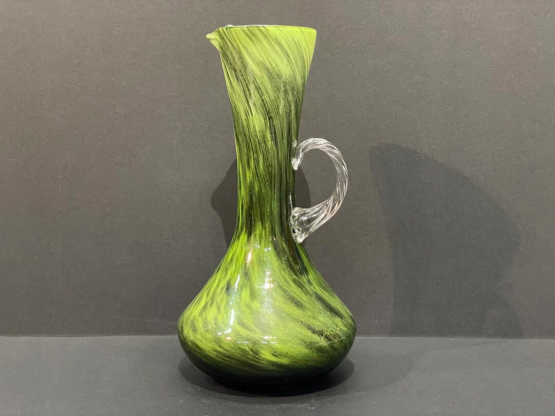 Green Pop Art Murano Handle Vase Designed by Carlo Moretti, Signed ...