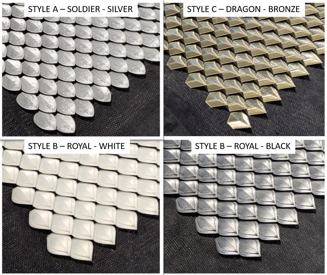 150mm X 150mm Swatch of 3D Printed Metallic Scales Printed on Mesh ...