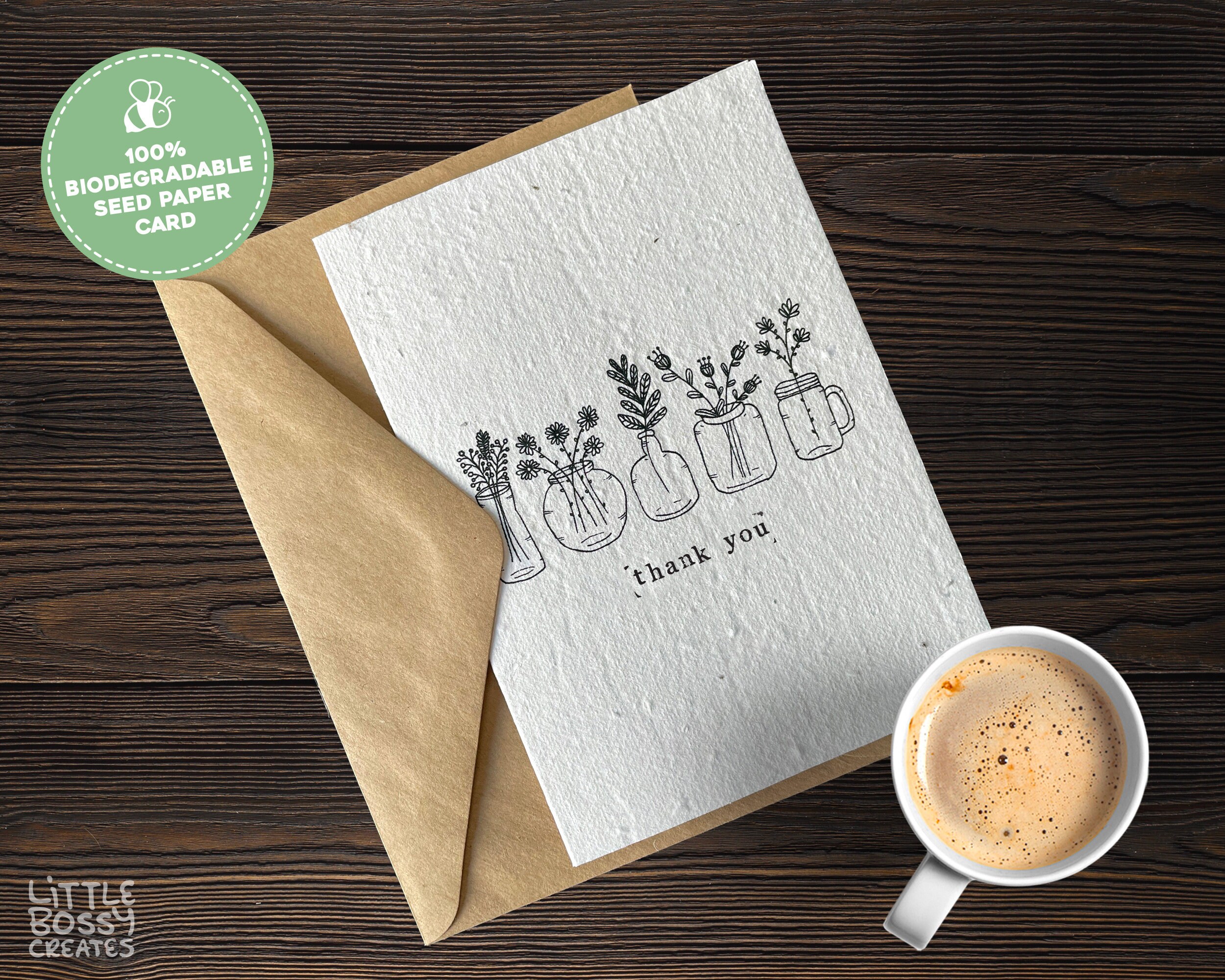 Plantable Thank You Card Flower Jars, Seed Paper Thank You Greeting ...