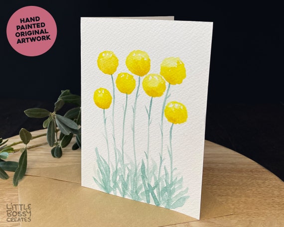 Billy Button Flower Watercolour Greeting Card Hand Painted - Etsy