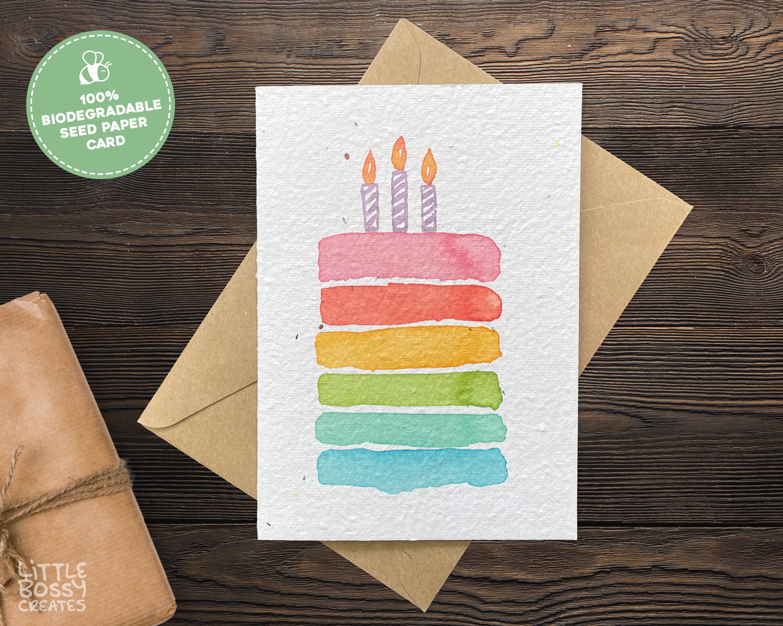Plantable Happy Birthday Card, Seed Paper Watercolour Greeting Card ...