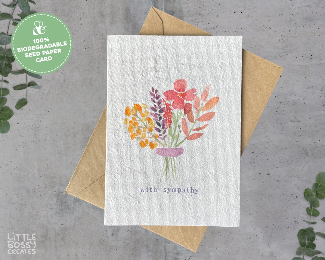 With Sympathy Plantable Seed Card, Flower Bouquet Seeded Card ...