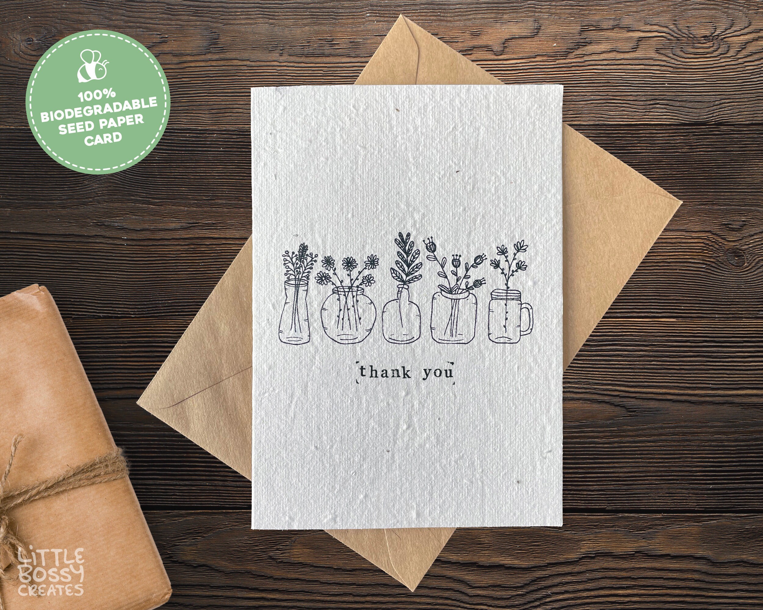 Plantable Thank You Card Flower Jars, Seed Paper Thank You Greeting ...