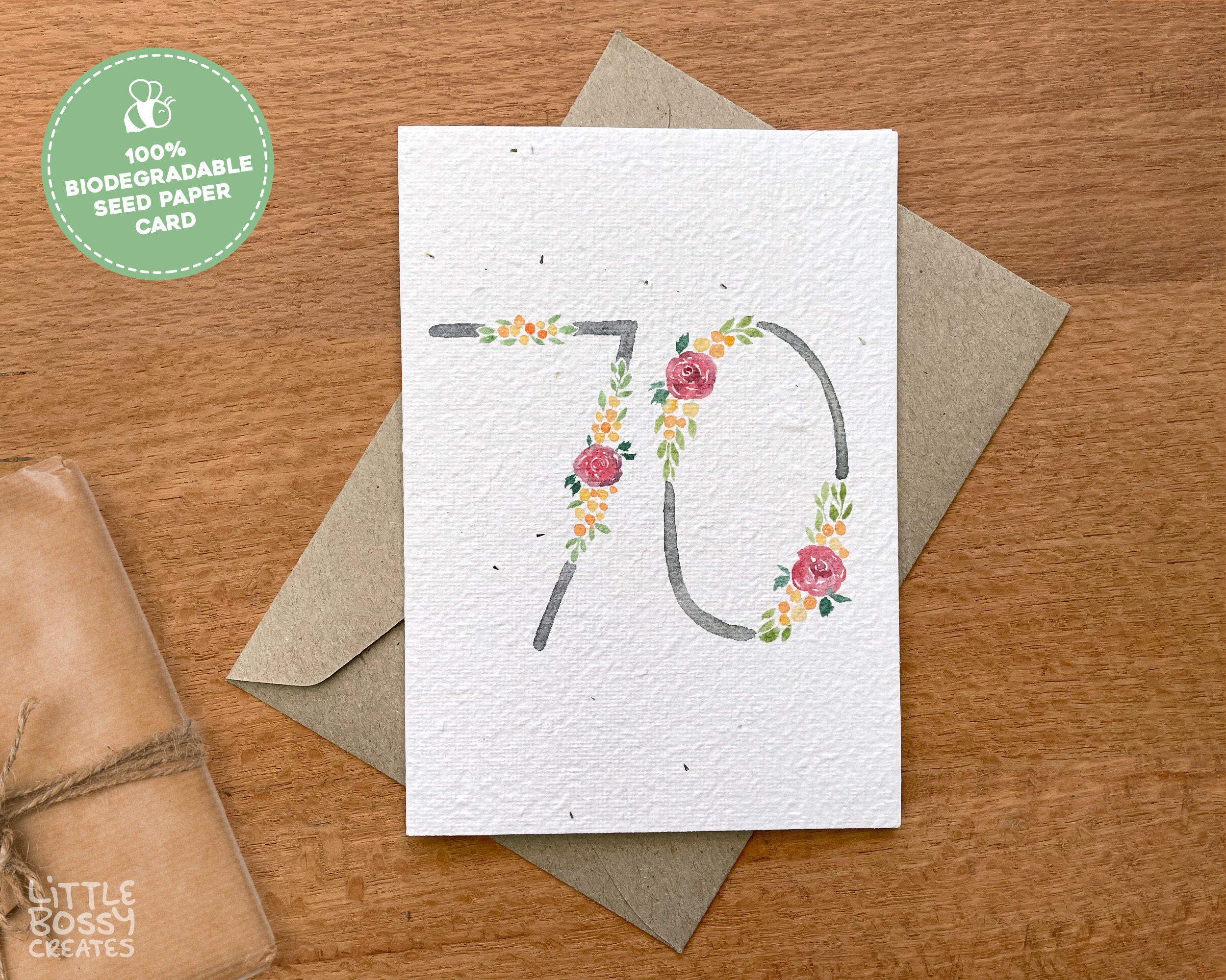 Happy 70th Birthday Card, Flower Plantable Seed Birthday Card ...
