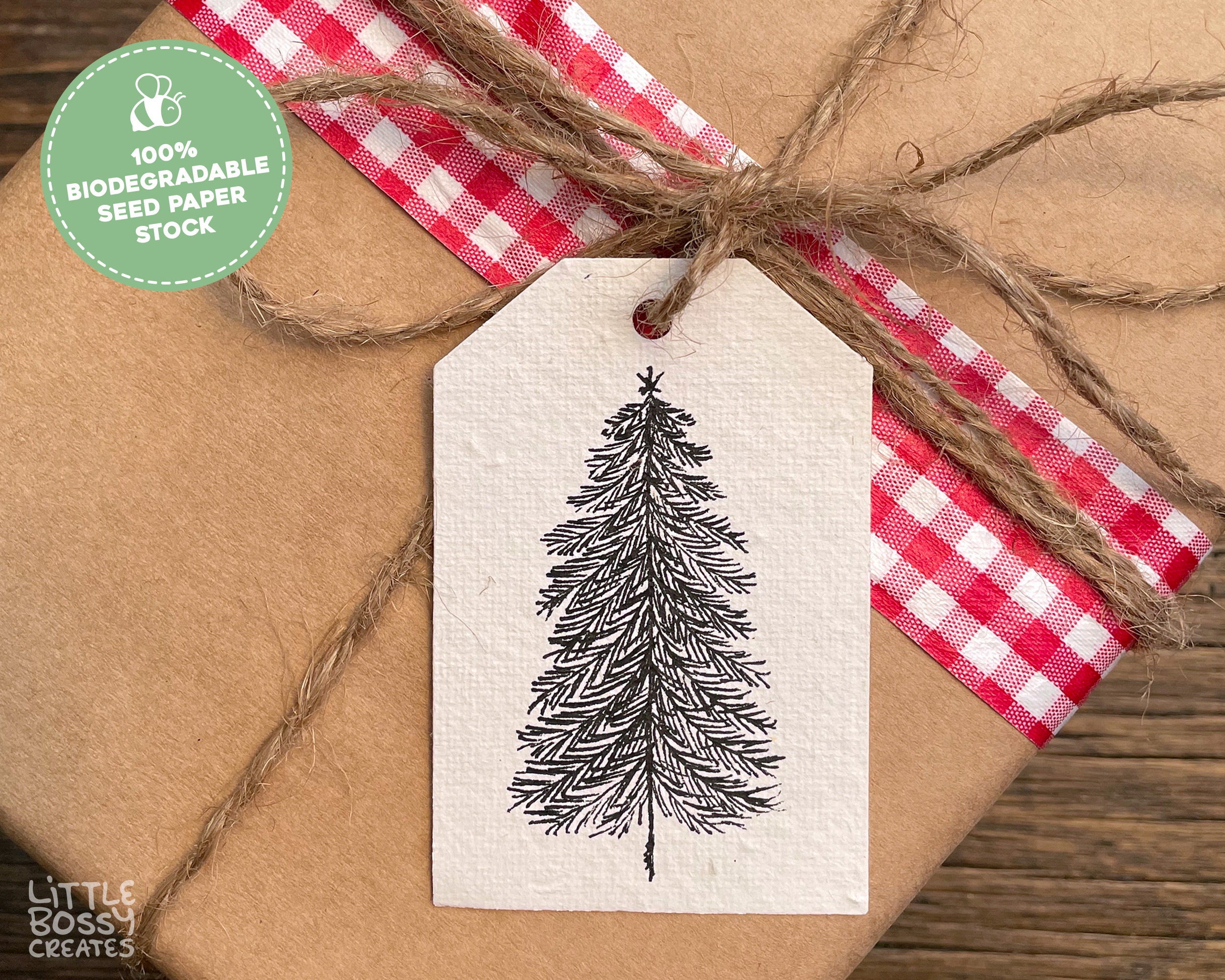 Plantable Seed Christmas Tree Gift Tags, Pack of 6 Hand Drawn Plantable ...