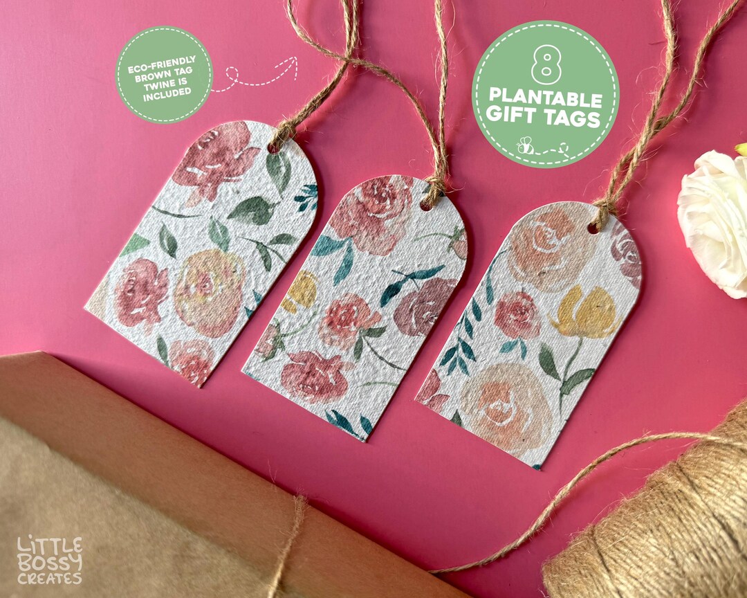 Seed Paper Plantable Gift Tags Set, Handmade Floral Birthday Seed Paper ...