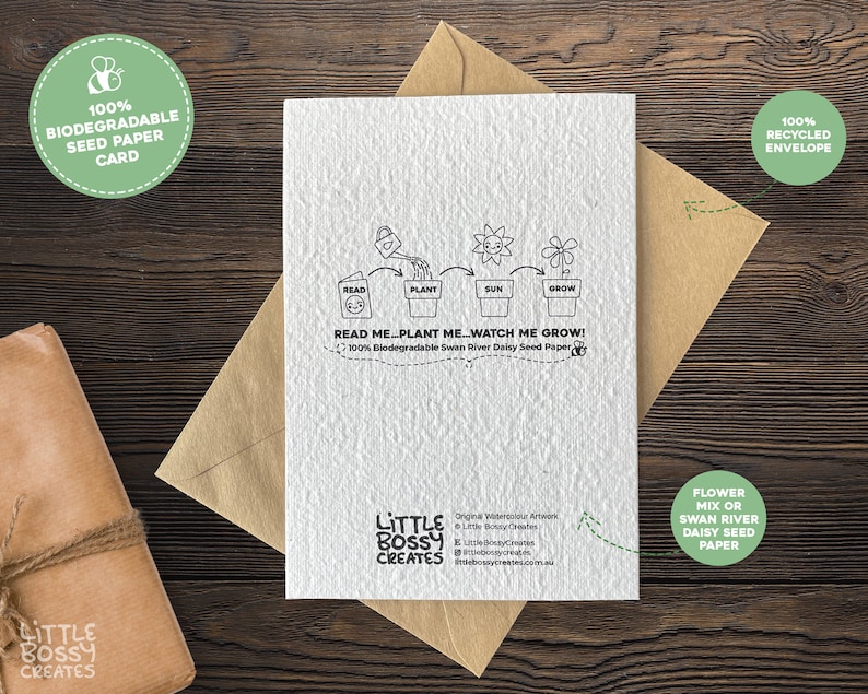 Plantable Happy Birthday Card, Seed Paper Watercolour Greeting Card ...