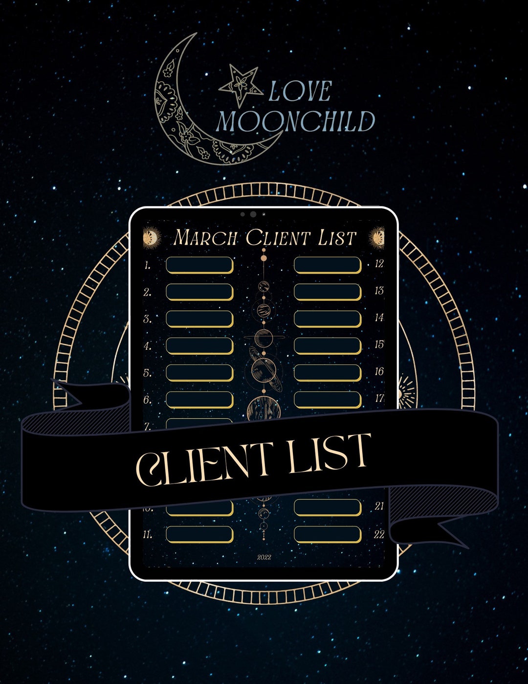Basic Client List Template - March Client List for Tarot, Astrological ...