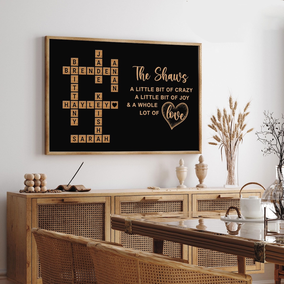 Custom Crossword Scrabble Family Names Sign Print, UNFRAMED POSTER ...