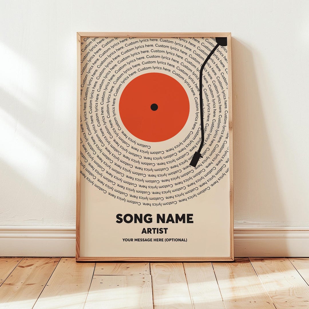 Personalized Song Lyrics Print, Custom Music Poster, Vinyl Lyric Wall ...