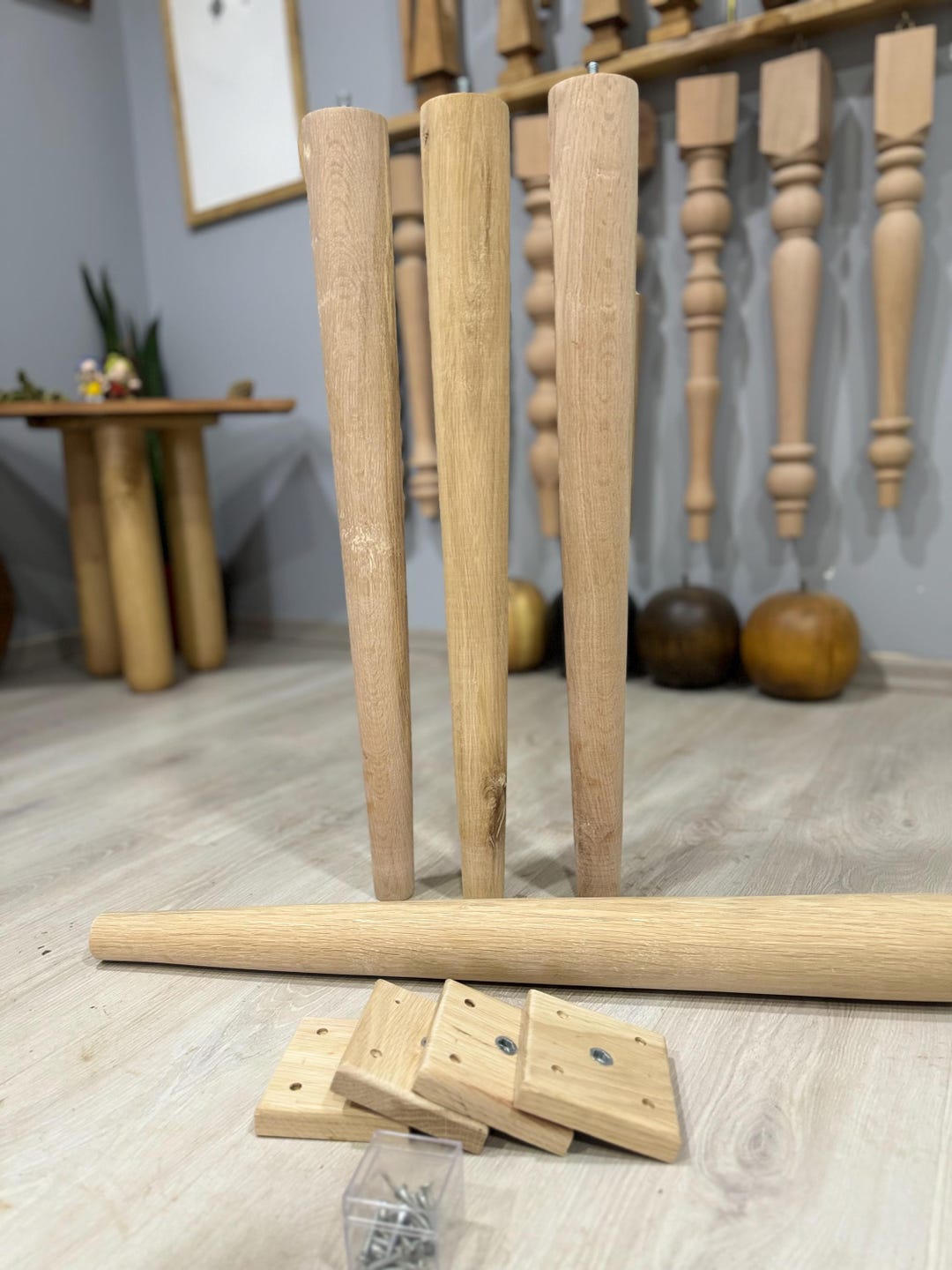 Set of 4 Tapered Oak Table Legs – 3